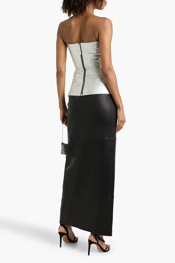 Rick Owens Strapless Metallic Coated Denim Top