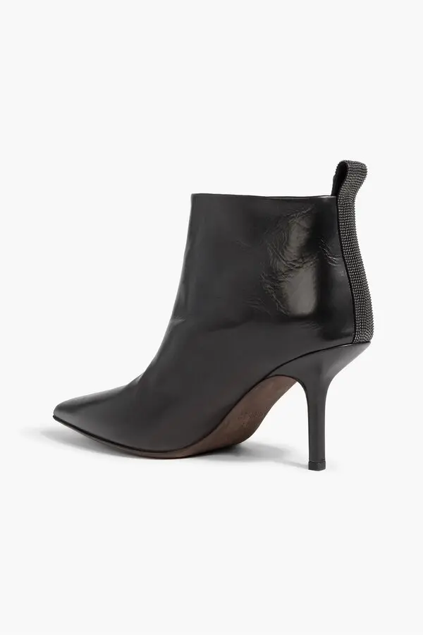 Brunello Cucinelli Beadembellished Leather Ankle Boots