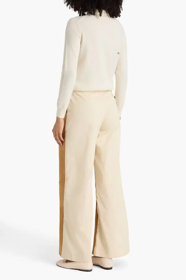 HALFBOY Twillpaneled Suede Wideleg Pants