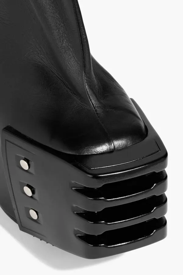 Rick Owens Oblique Leather Overtheknee Platform Boots