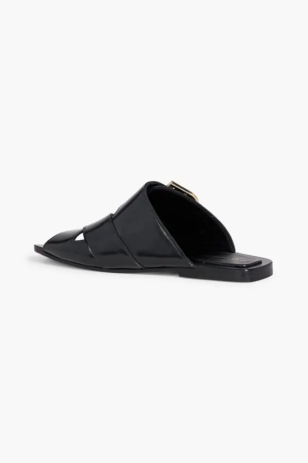 Dries Van Noten Buckled Glossedleather Slides
