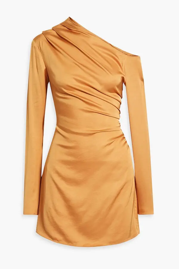 A.L.C. Jamie Oneshoulder Ruched Satin Mini Dress - Saffron