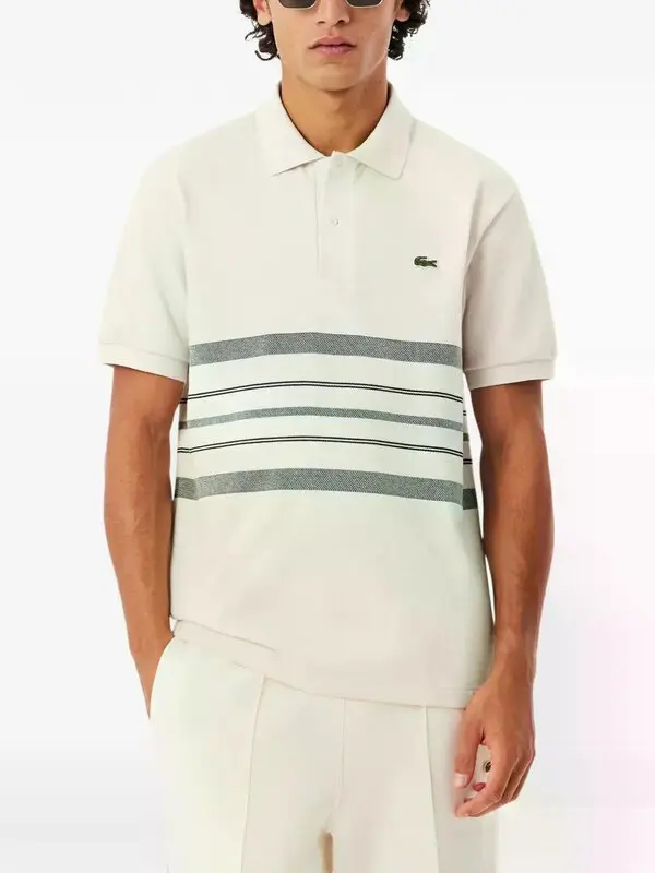 Lacoste Striped Short-sleeve Polo Shirt - Neutrals