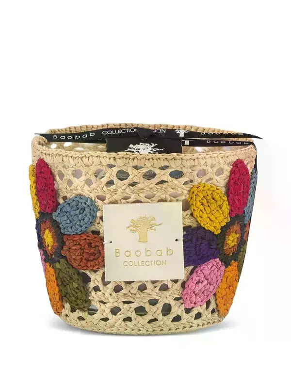 BAOBAB COLLECTION Girasol Hand-braided Raffia Candle - Neutrals