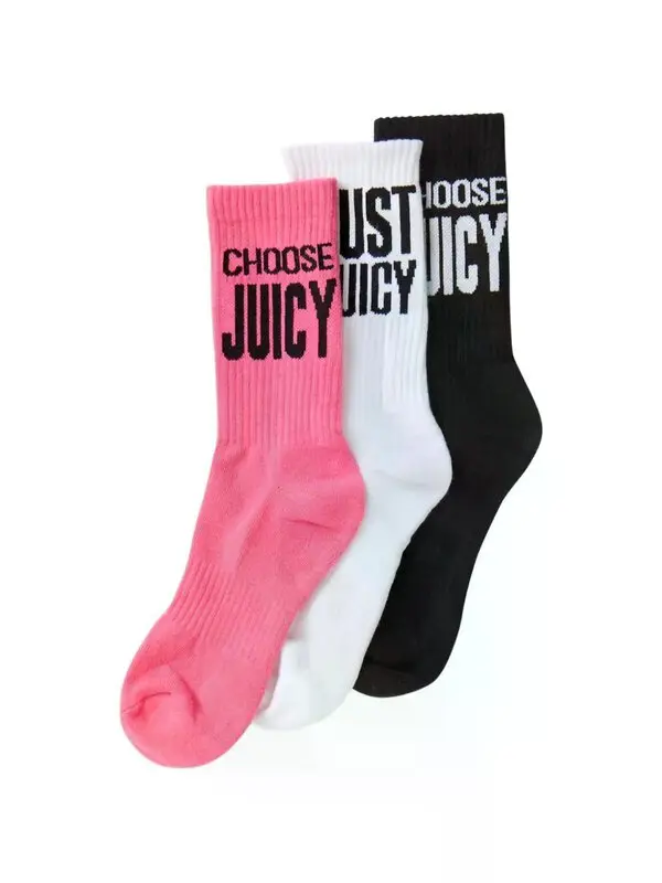 Juicy Couture Logo-jacquard Ribbed Socks - Black