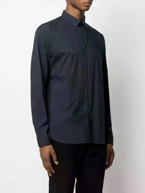 Philipp Plein Embroidered Skull Buttoned Shirt - Blue