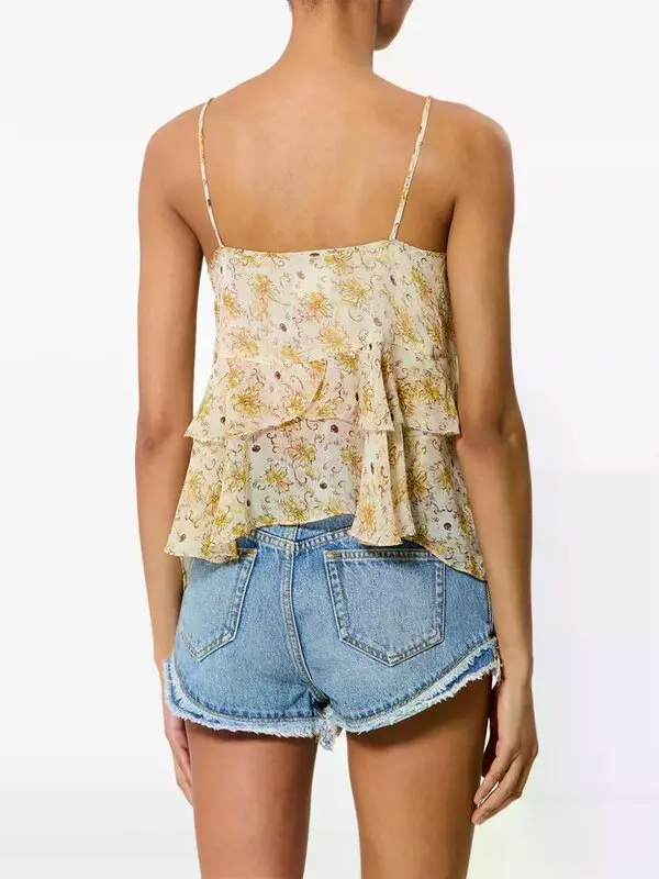 MARANT ETOILE Briara Floral Print Ruffle Top - Neutrals