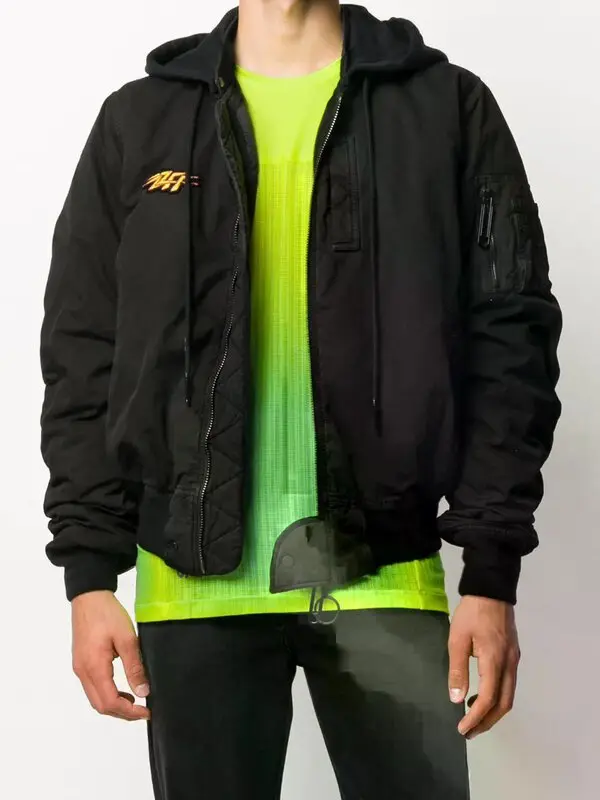 Off-White Stencil Arrows-motif Hooded Bomber Jacket