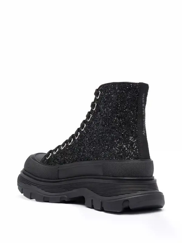 Alexander McQueen Tread Slick Glitter Ankle Boots