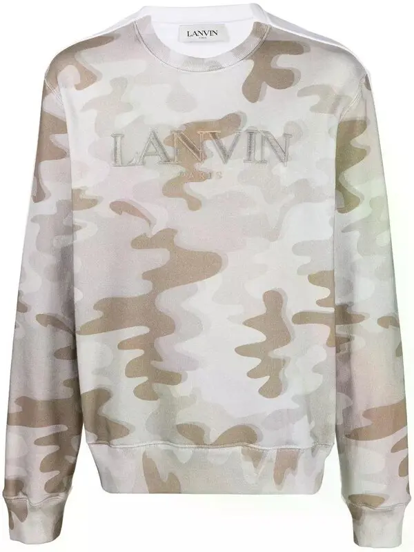 LANVIN Embroidered Camouflage Print Sweatshirt - Neutrals
