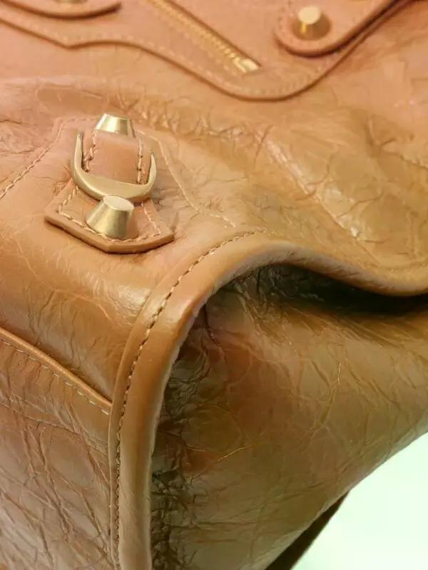 Balenciaga 2000s City Whipstitch Tote Bag - Brown