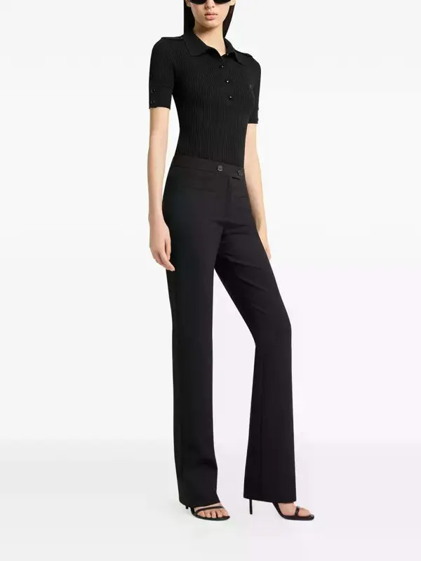 COURREGES Rib-knit Short-sleeved Polo Shirt
