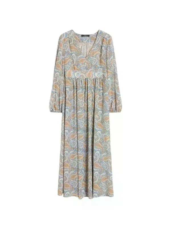 Max Mara Paisley Print V-neck Maxi Dress