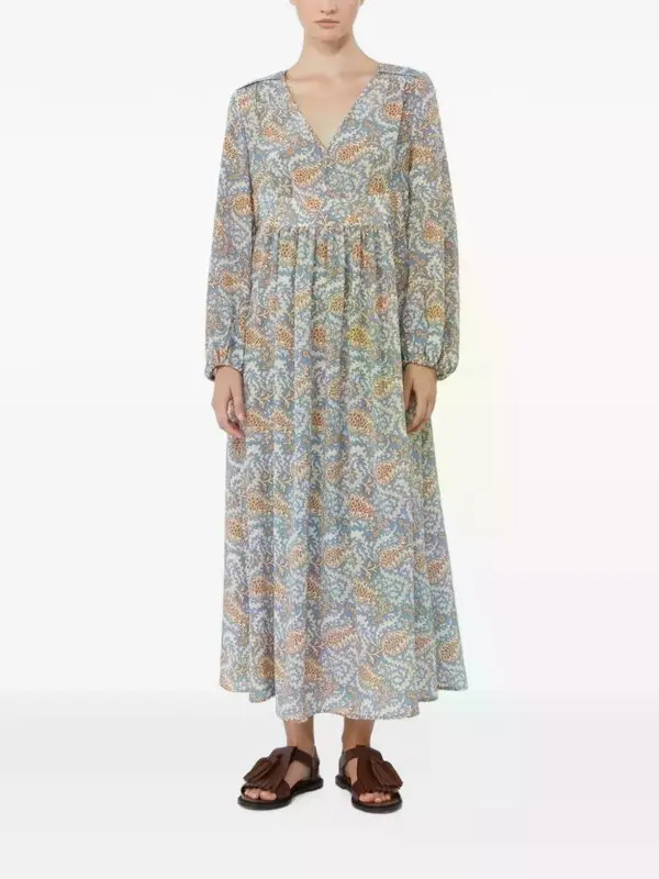 Max Mara Paisley Print V-neck Maxi Dress