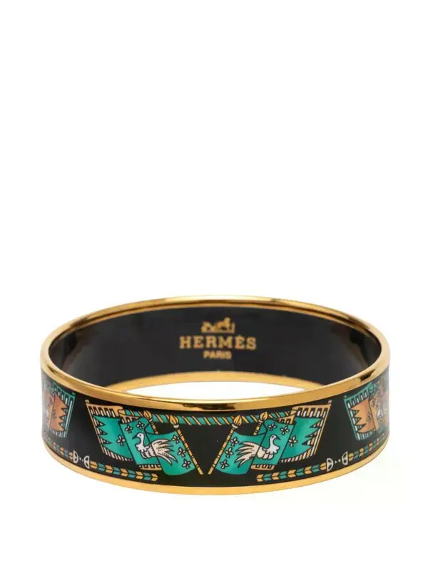 Hermès 20th Century Printed Enamel Bangle Bracelet - Blue