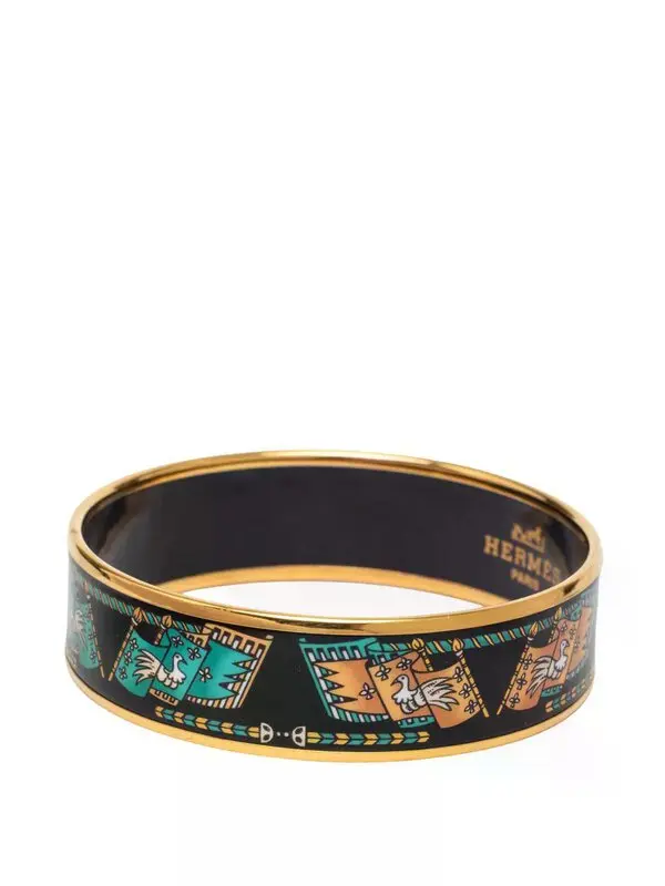 Hermès 20th Century Printed Enamel Bangle Bracelet