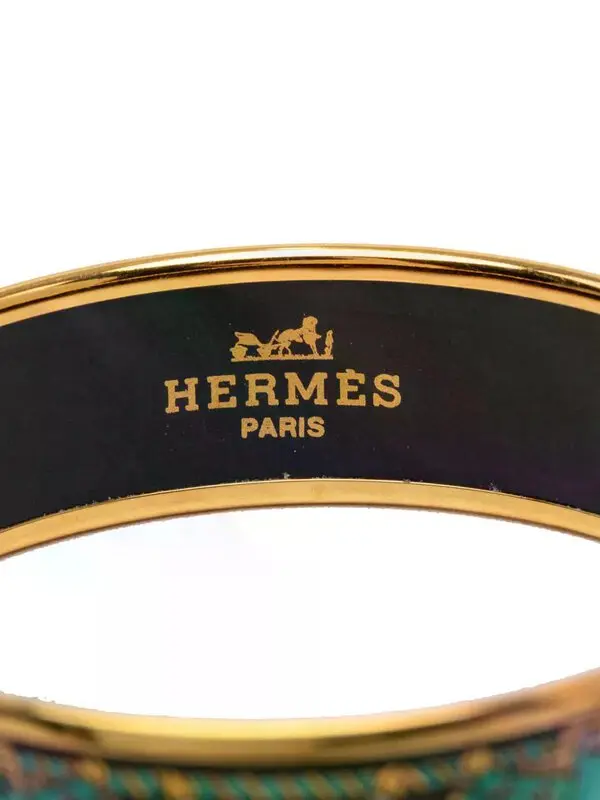 Hermès 20th Century Printed Enamel Bangle Bracelet