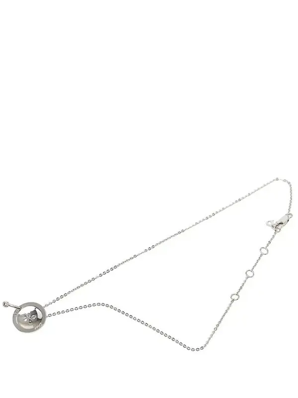 Dior Brass Button Pendant Necklace - Silver