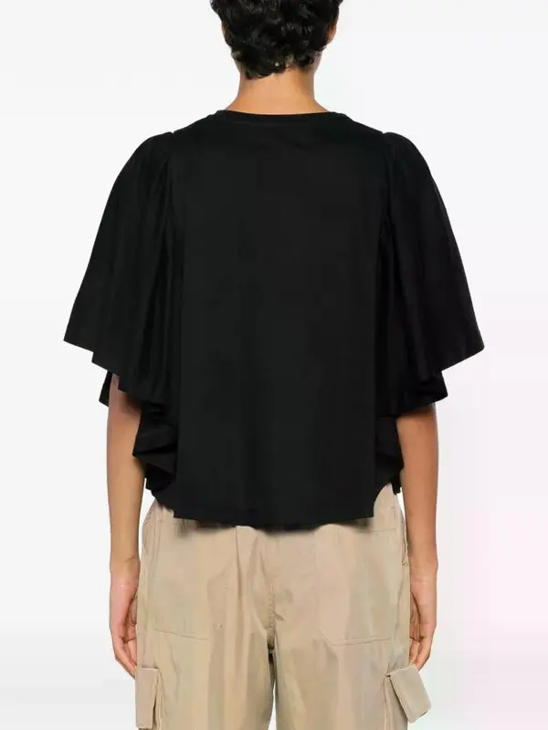 PSOPHIA Ruffled Cape-sleeve Cotton T-shirt