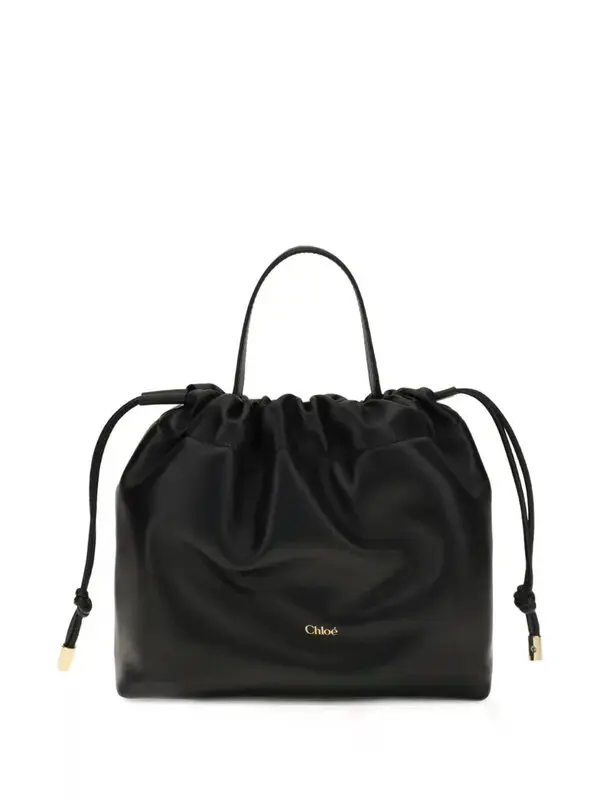 Chloé Small Icons Leather Drawstring Shoulder Bag - Black