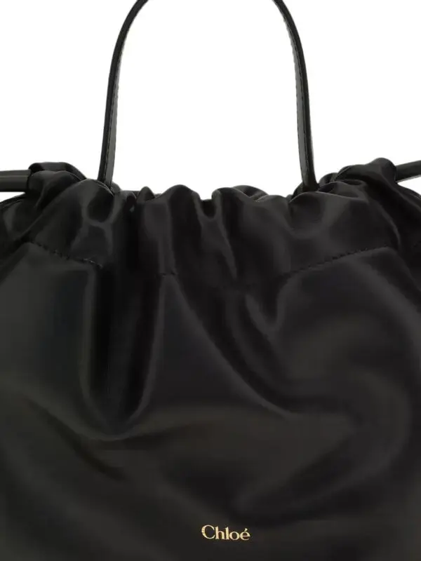 Chloé Small Icons Leather Drawstring Shoulder Bag - Black