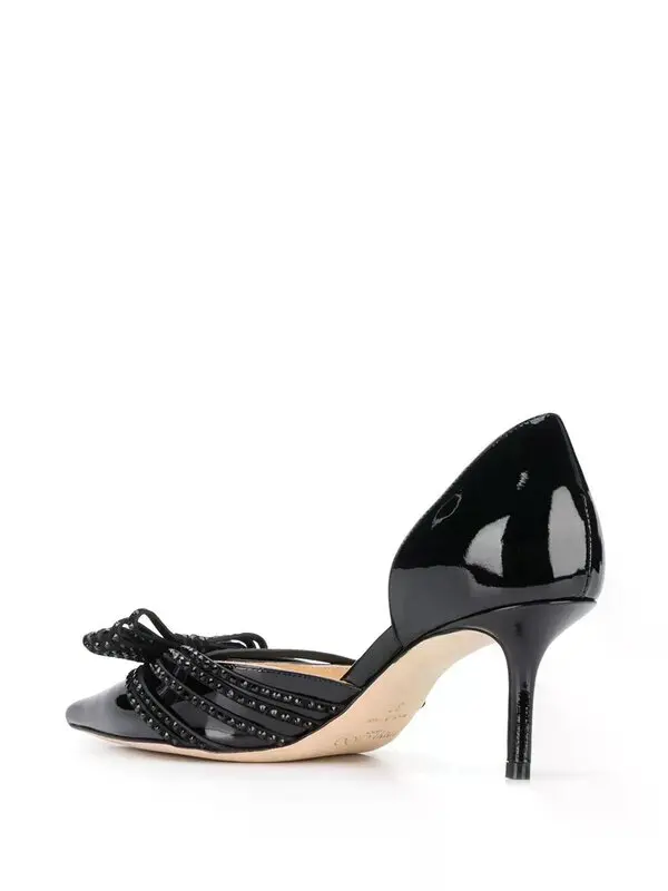 JIMMY CHOO Kaitence 65mm Crystal Bow Patent Leather Pumps - Black