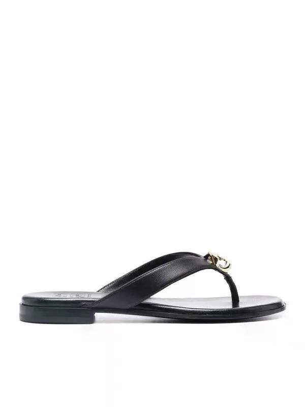 Givenchy Logo Plaque Leather Sandals
