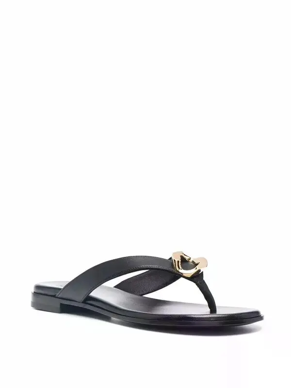 Givenchy Logo Plaque Leather Sandals