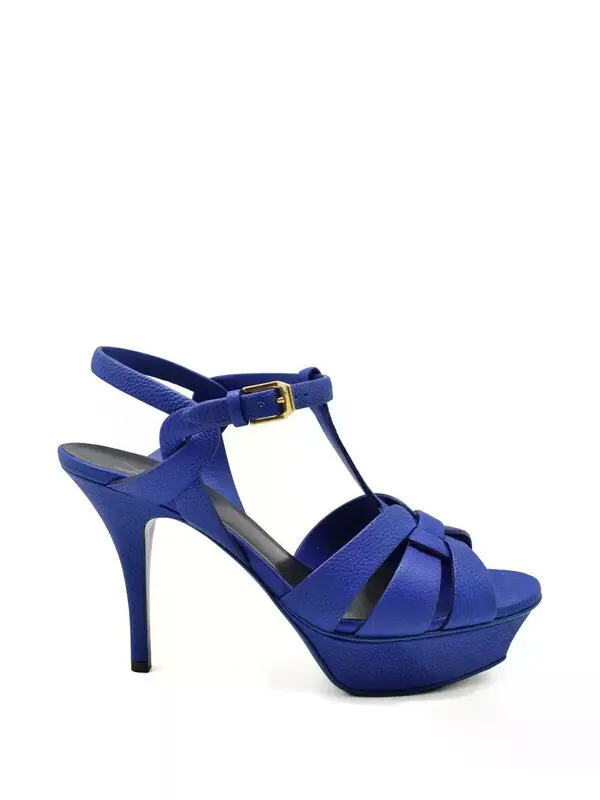 Saint Laurent Woven Stiletto Heeled Sandals - Blue