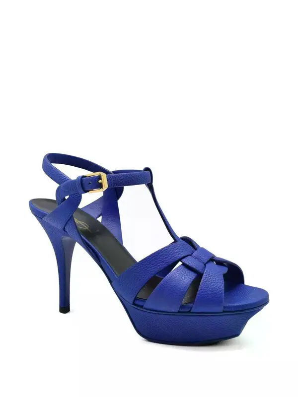 Saint Laurent Woven Stiletto Heeled Sandals - Blue