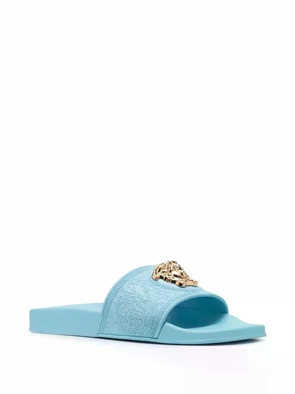 Versace Medusa Plaque Slides - Blue