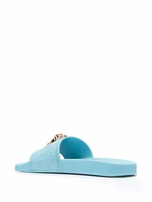 Versace Medusa Plaque Slides - Blue