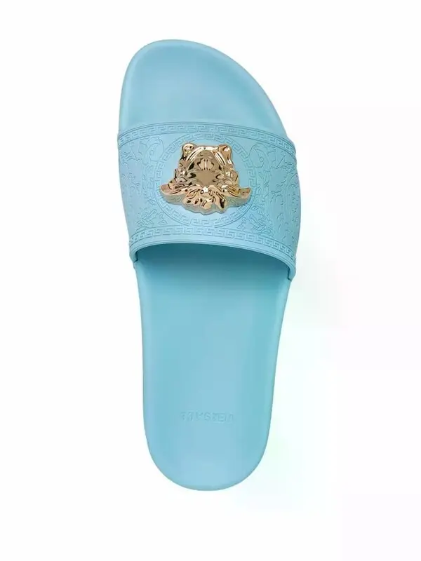 Versace Medusa Plaque Slides - Blue