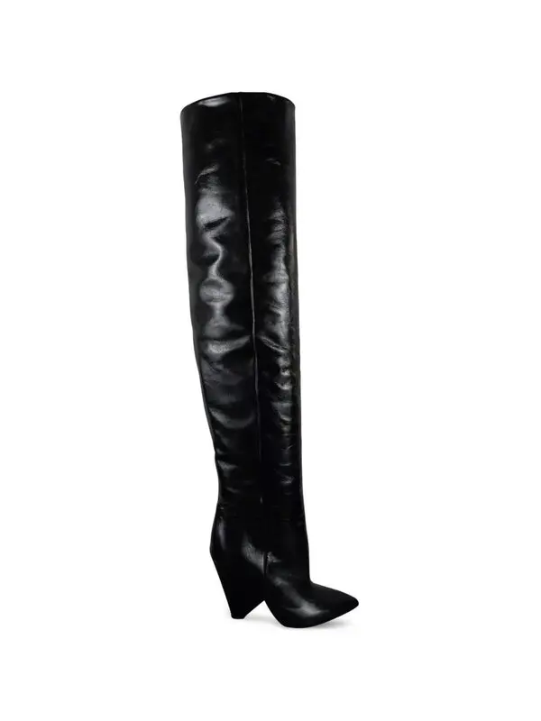 Saint Laurent Niki Leather Thigh High Boots
