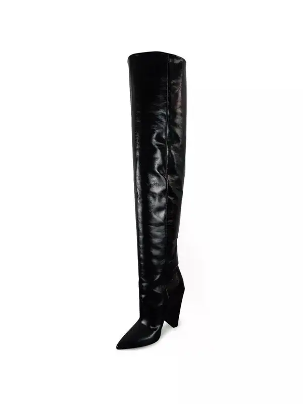 Saint Laurent Niki Leather Thigh High Boots