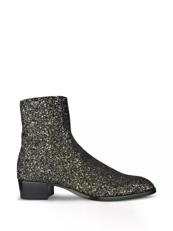 Saint Laurent Wyatt Glitter Ankle Boots