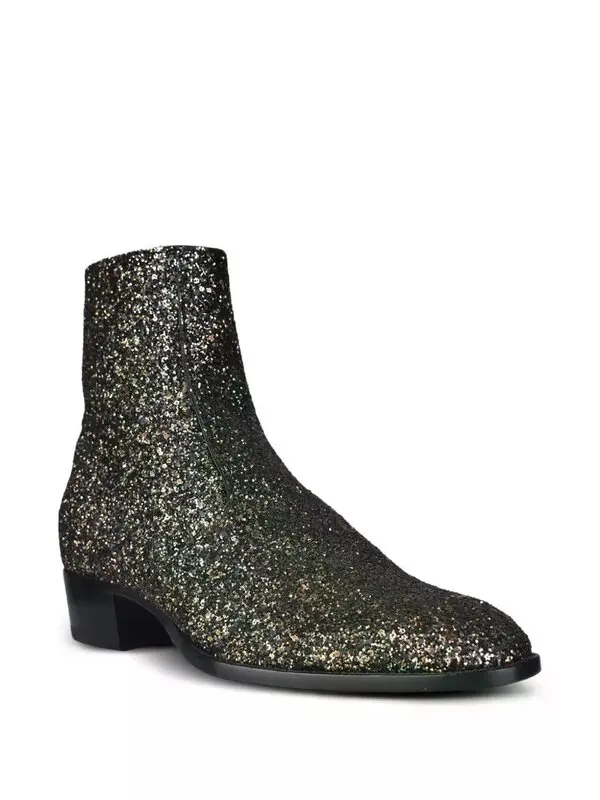 Saint Laurent Wyatt Glitter Ankle Boots