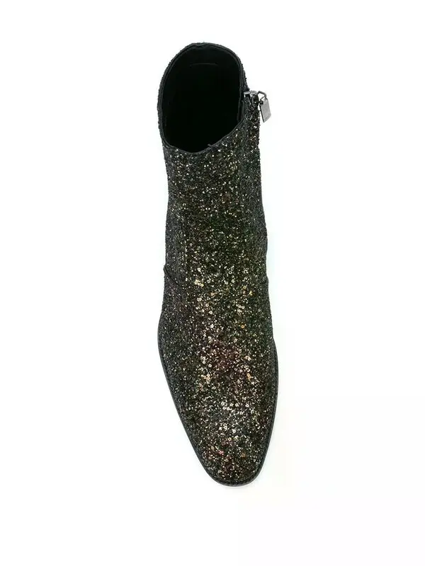 Saint Laurent Wyatt Glitter Ankle Boots