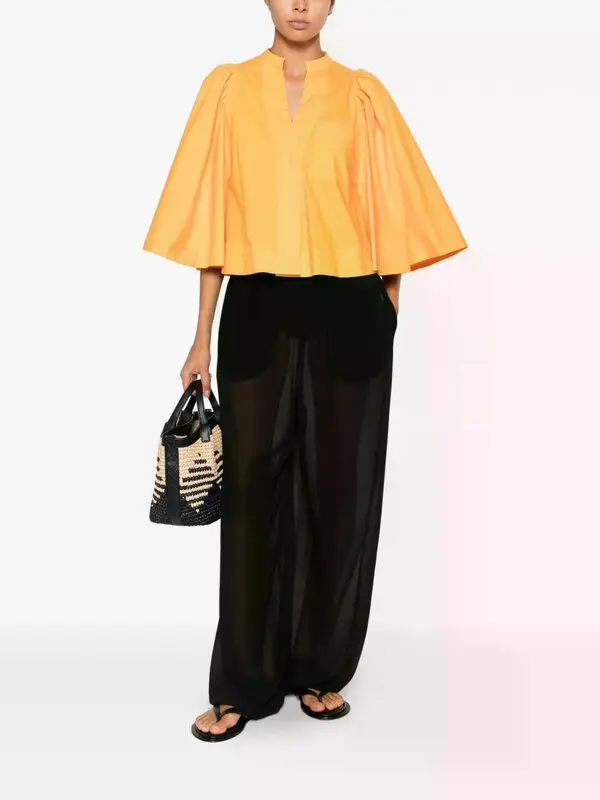 PSOPHIA Cotton V-neck Cape Sleeve Blouse