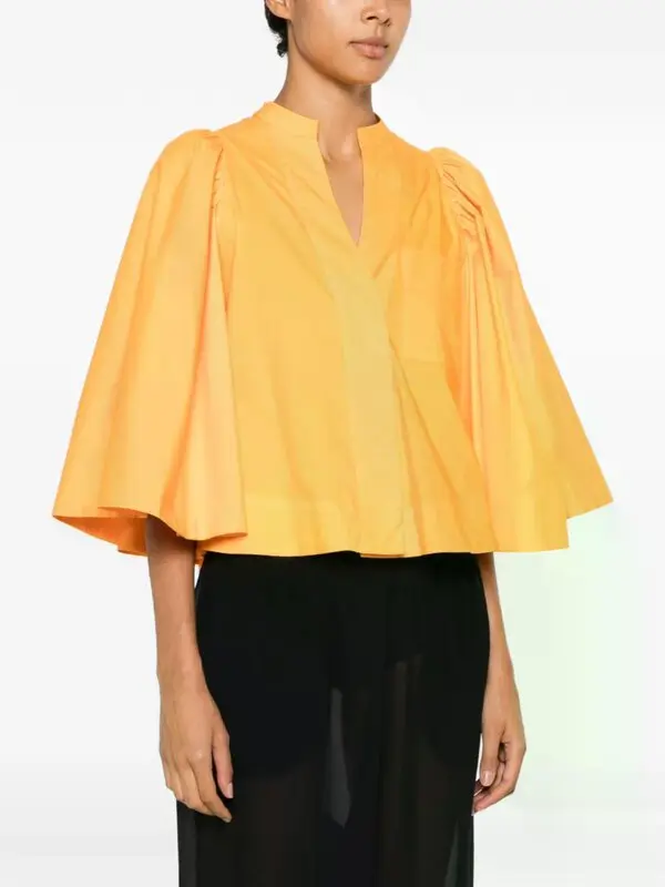 PSOPHIA Cotton V-neck Cape Sleeve Blouse