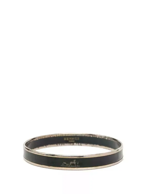 Hermès 20th Century Narrow Caleche Enamel Bracelet - Black