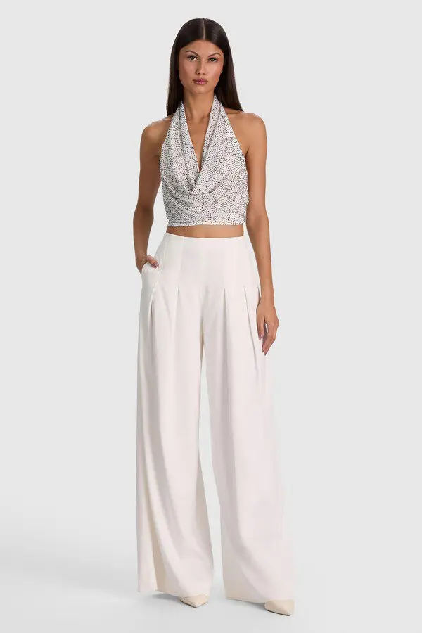 Alice + Olivia Dani Embellished Halter Top