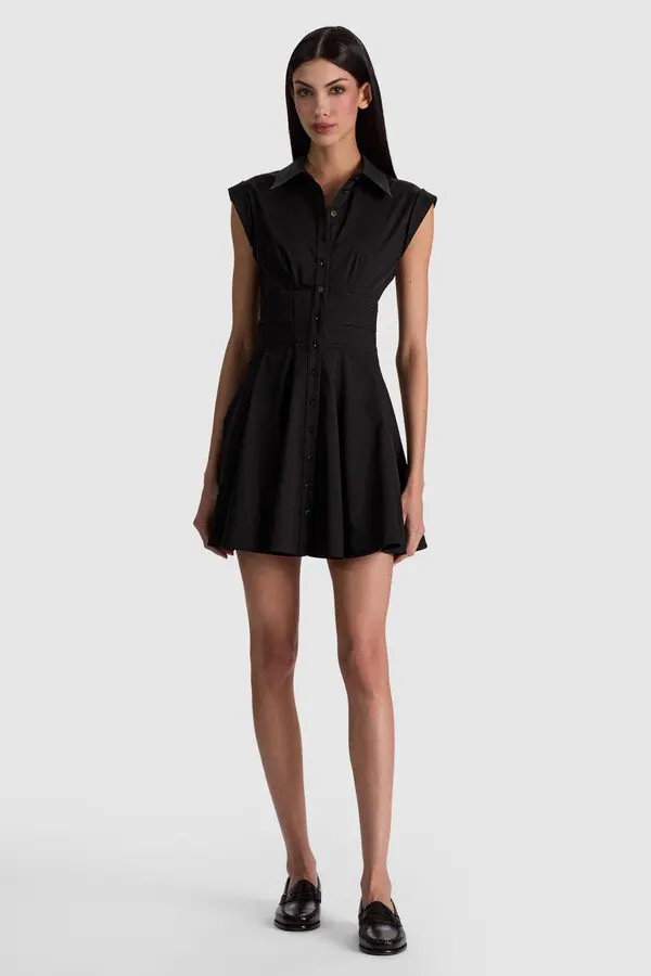 Alice + Olivia Kim Corset Shirt Dress - Black