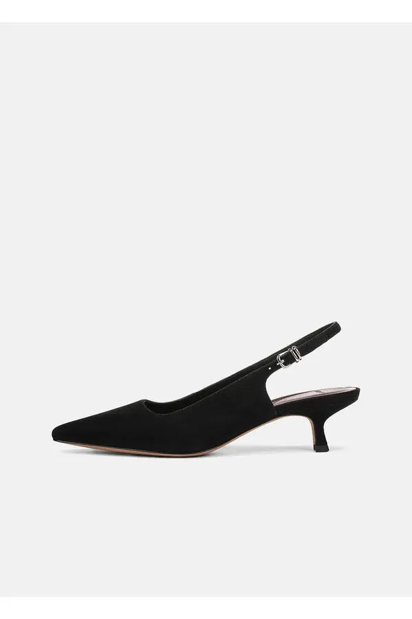 Vince Sabra Suede Slingback Kitten Heel - Black