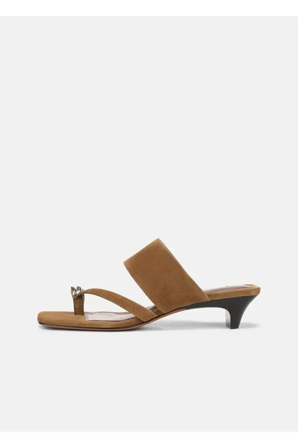 Vince Stacy Suede Heeled Toe-ring Sandal - Red