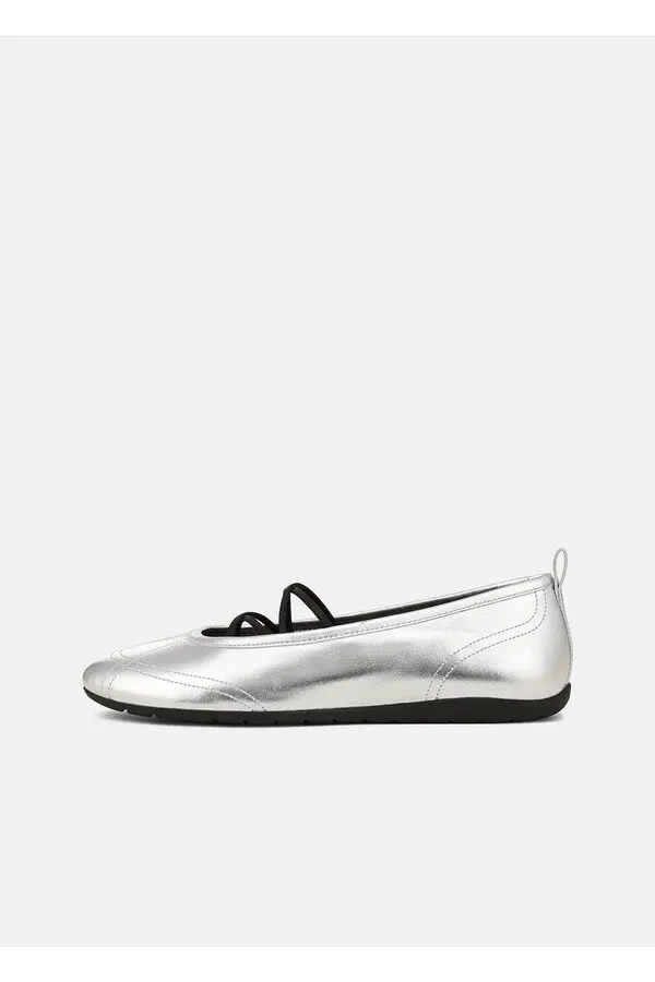 Vince Coralie Metallic Leather Ballet Sneaker - Silver