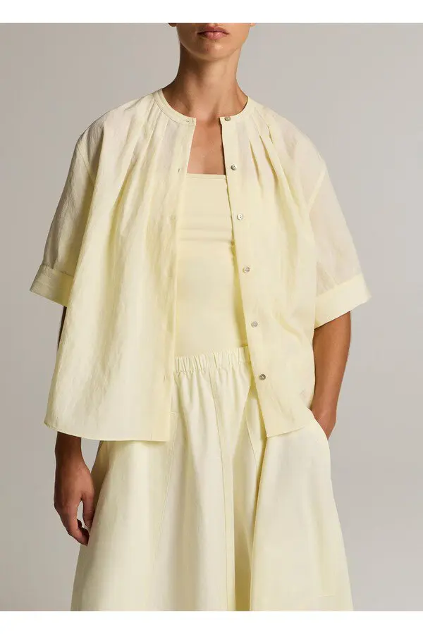 Vince Gathered A-line Button-front Shirt - Red