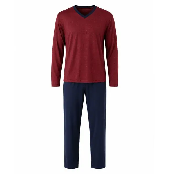 ZD ZERO DEFECTS Long Modal Pyjamas Crest Burgundy