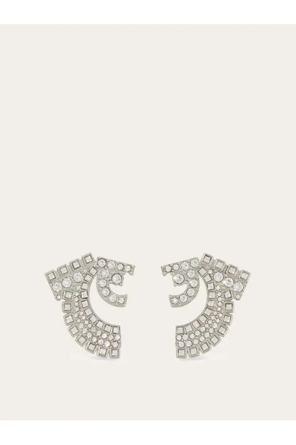 FERRAGAMO Deconstructed Gancio Stud Earrings - Silver