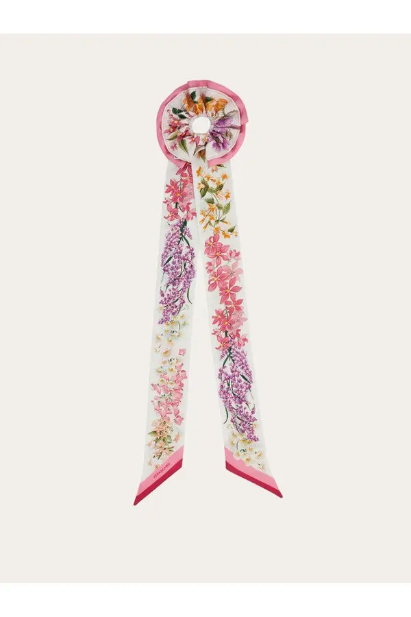 FERRAGAMO Spring Print Silk Scrunchie With Mini Bandeau